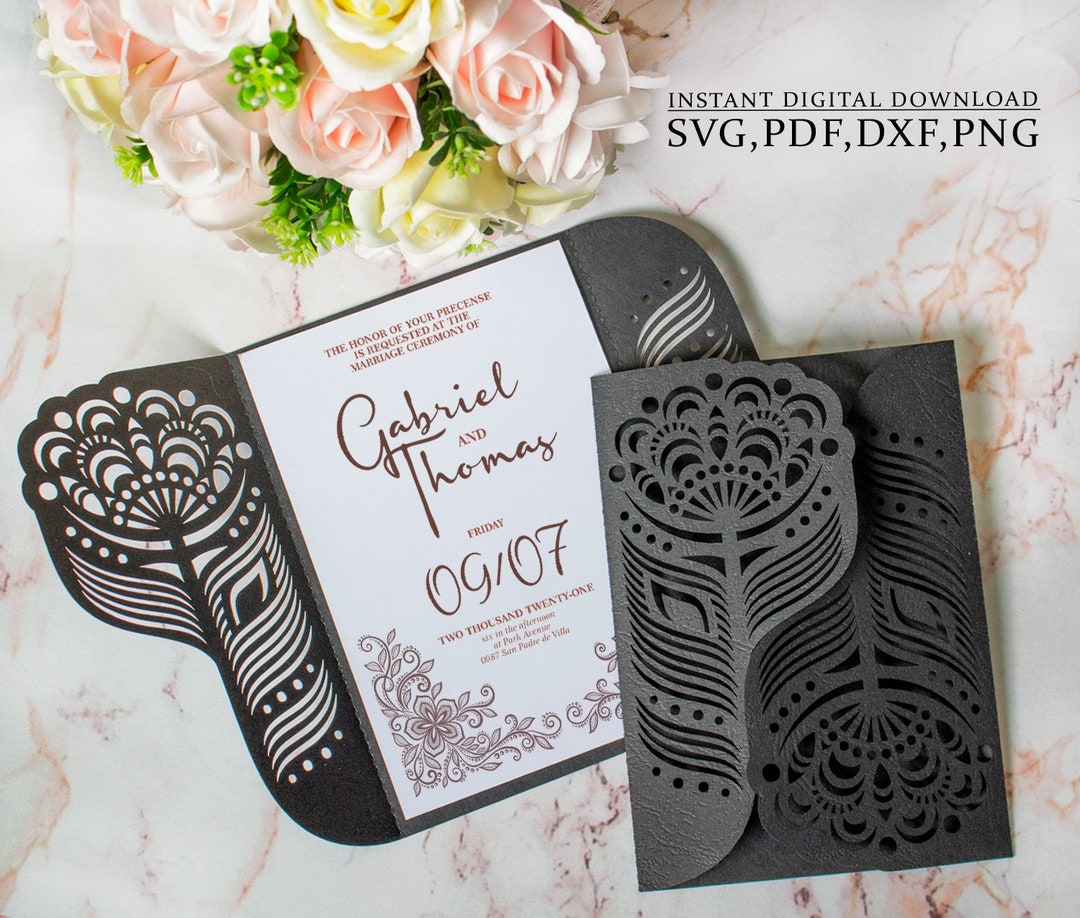 Wedding Invitation Svg, Wedding Envelope Template, Laser Cutting (svg ...