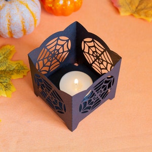Paper Lamp Spider Web Svg, Halloween Candle Holder Template, Gothic ...