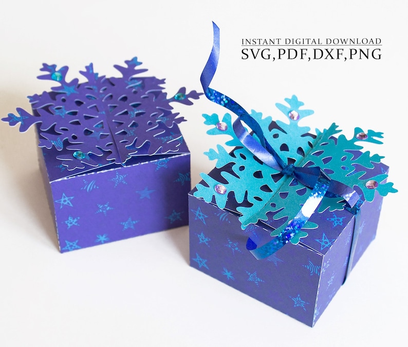 Snowflake Gift Box Template Christmas Box Svg Small Gift Box - Etsy