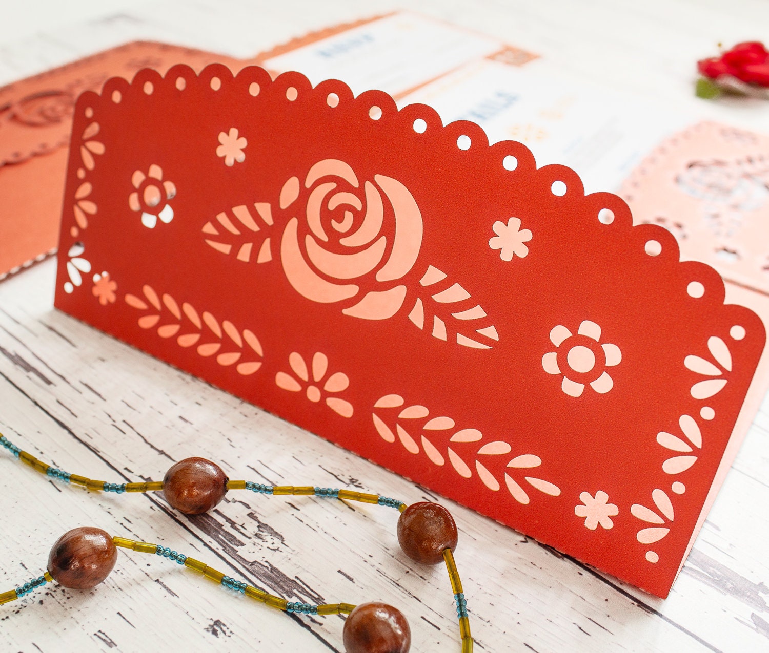 Wedding Mexican Invitation Template SVG, Trifold Roses Floral Flower ...