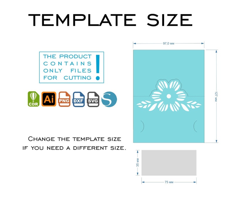 Place Card Template SVG Flower Wedding Place Card - Etsy