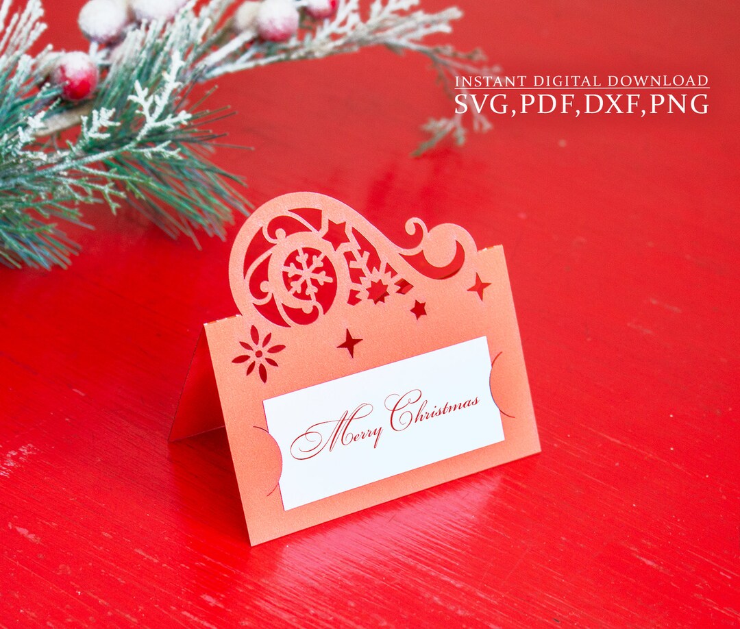 Christmas Place Card Template SVG, Christmas Decor, Winter Wedding Card ...