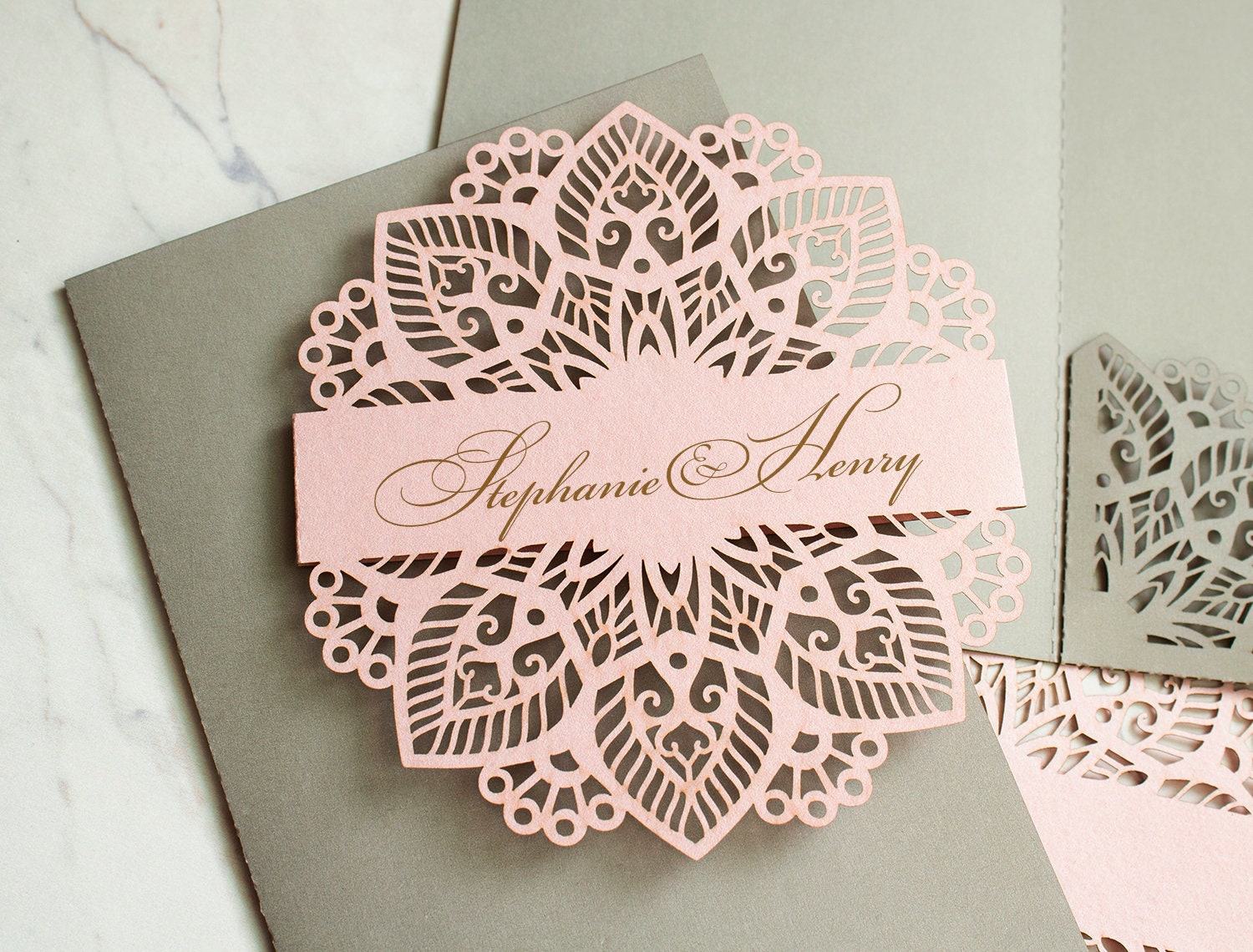 Wedding Lace Invitation SVG Template, Elegant 5x7 Pocket Envelope for ...