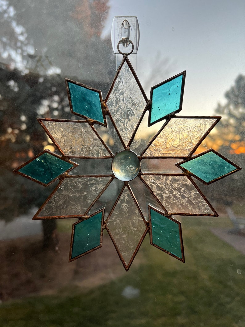 Stained Glass Snowflake Sun Catcher. - Etsy