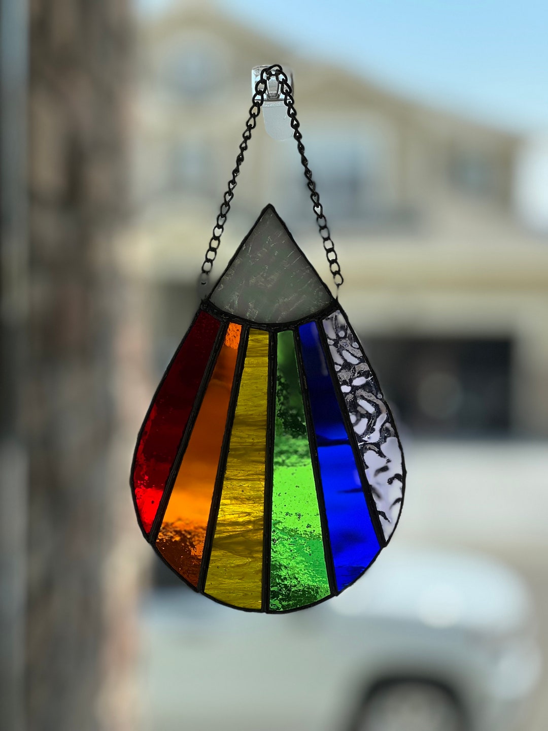 Stained Glass Rainbow Teardrop Sun Catcher - Etsy