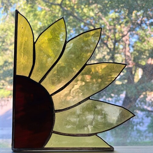 Stained Glass Corner Sunflower Etsy