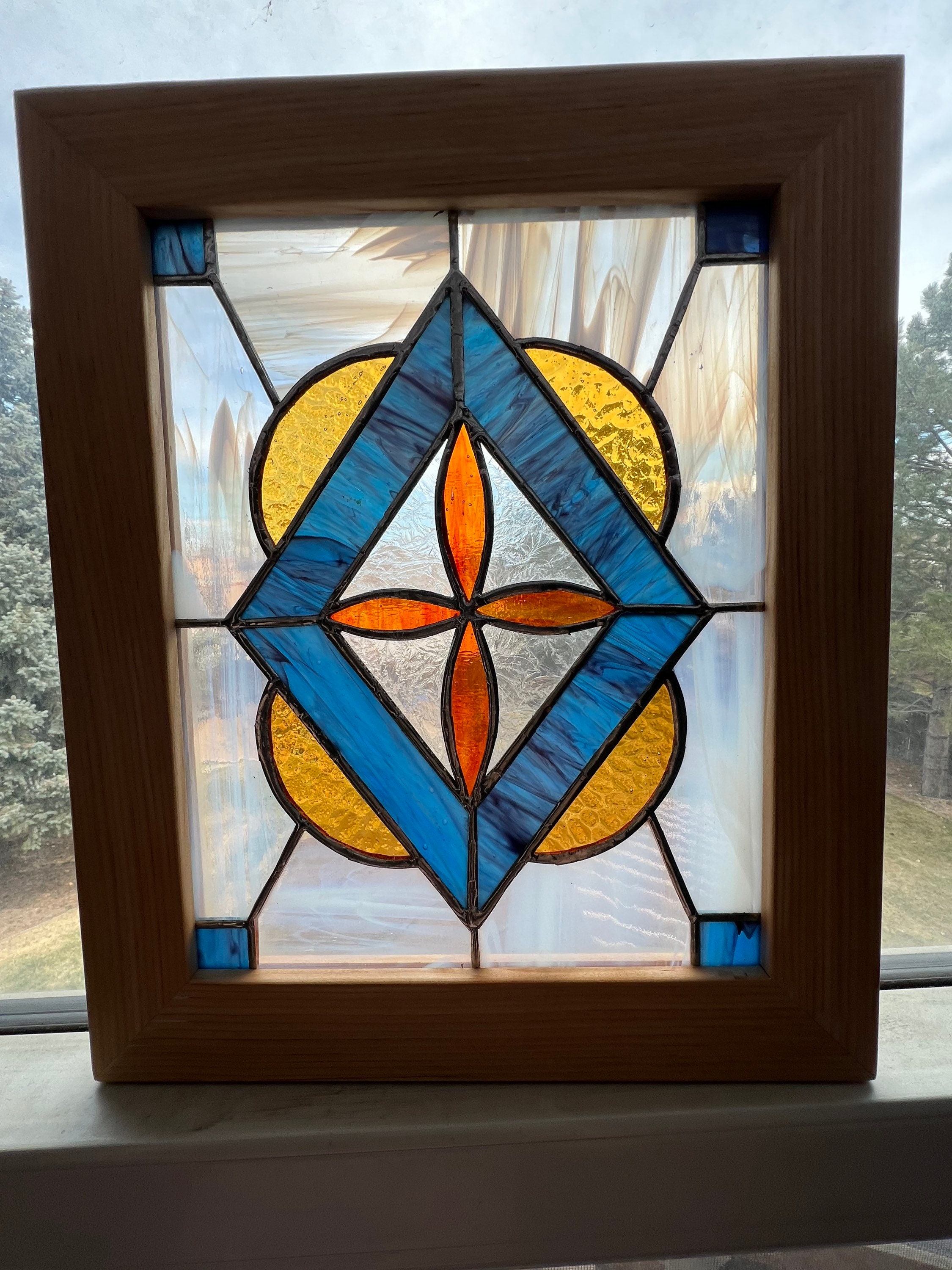 Stained Glass Cross Window Panel. - Etsy