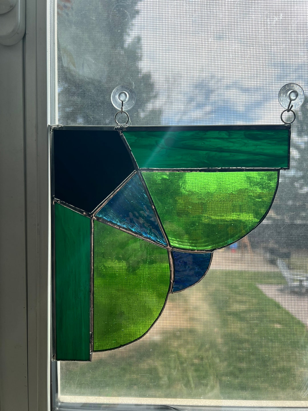 Stained Glass Art Deco Corner Window Piece. - Etsy