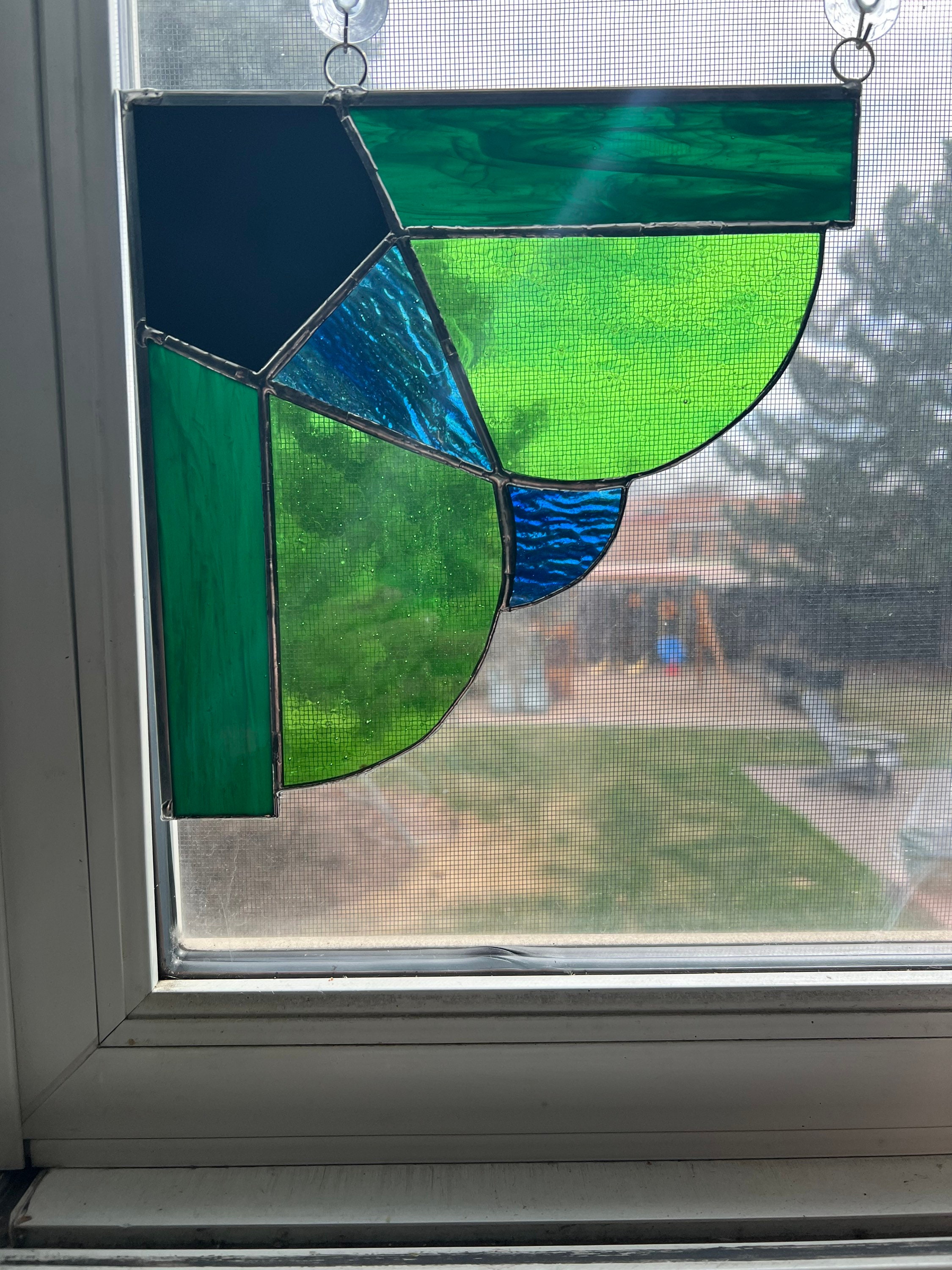 Stained Glass Art Deco Corner Window Piece. - Etsy