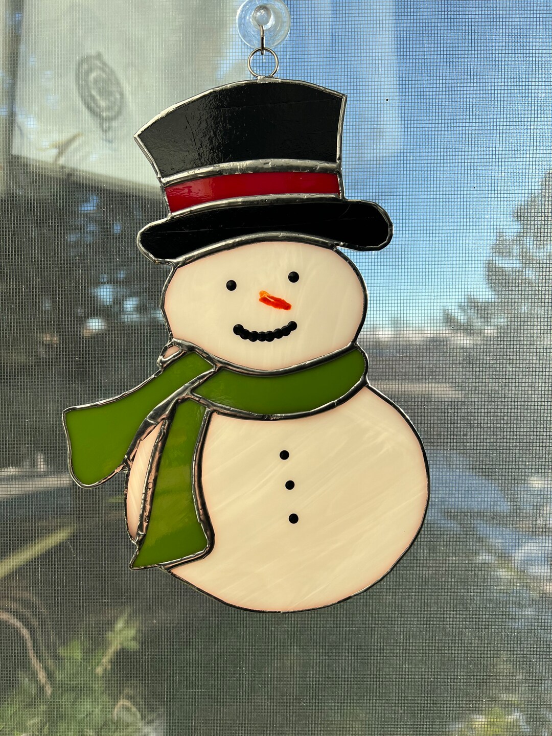Stained Glass Christmas Snowman Sun Catcher. - Etsy