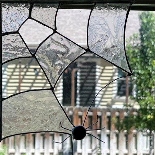 Stained Glass Spider Web Corner Piece Halloween Spider Web - Etsy