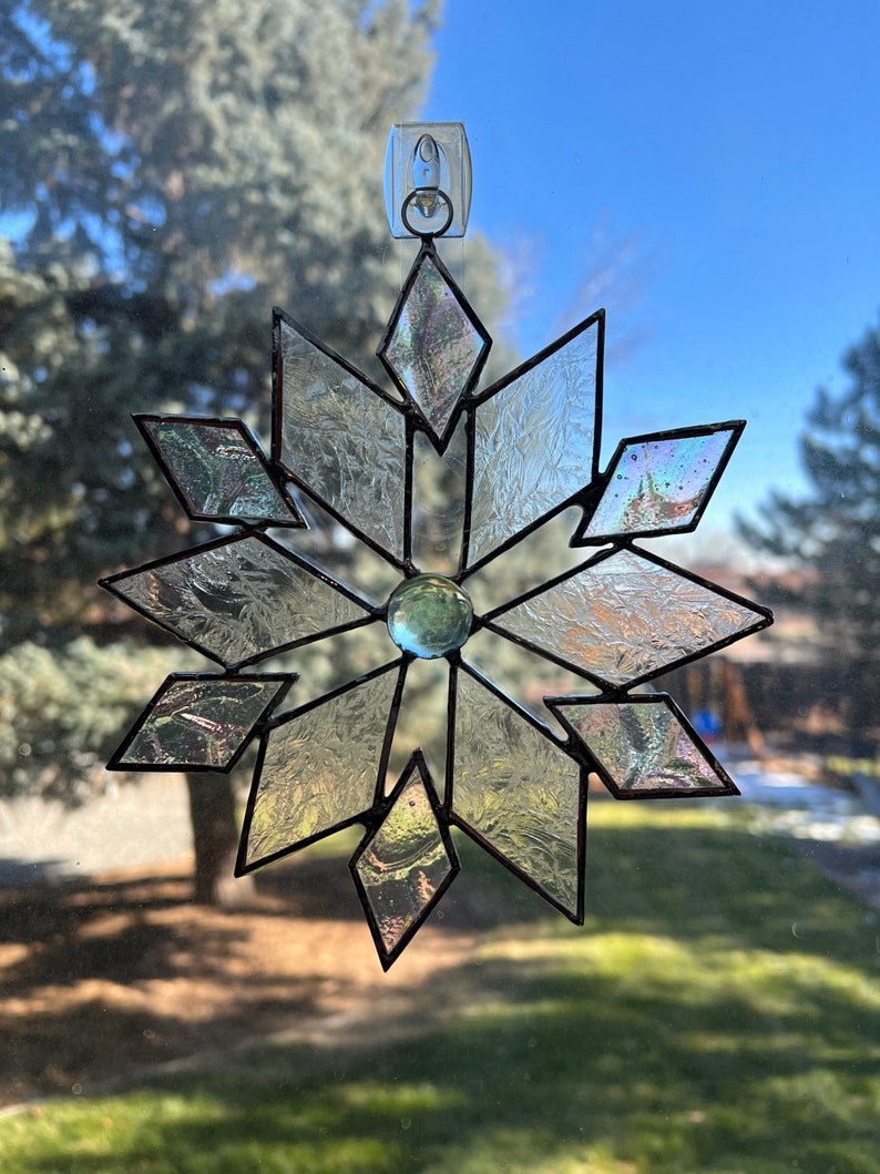 Stained Glass Snowflake Sun Catcher. - Etsy