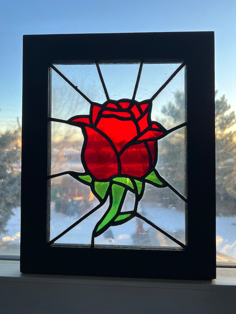Stained Glass Rose Panel. - Etsy