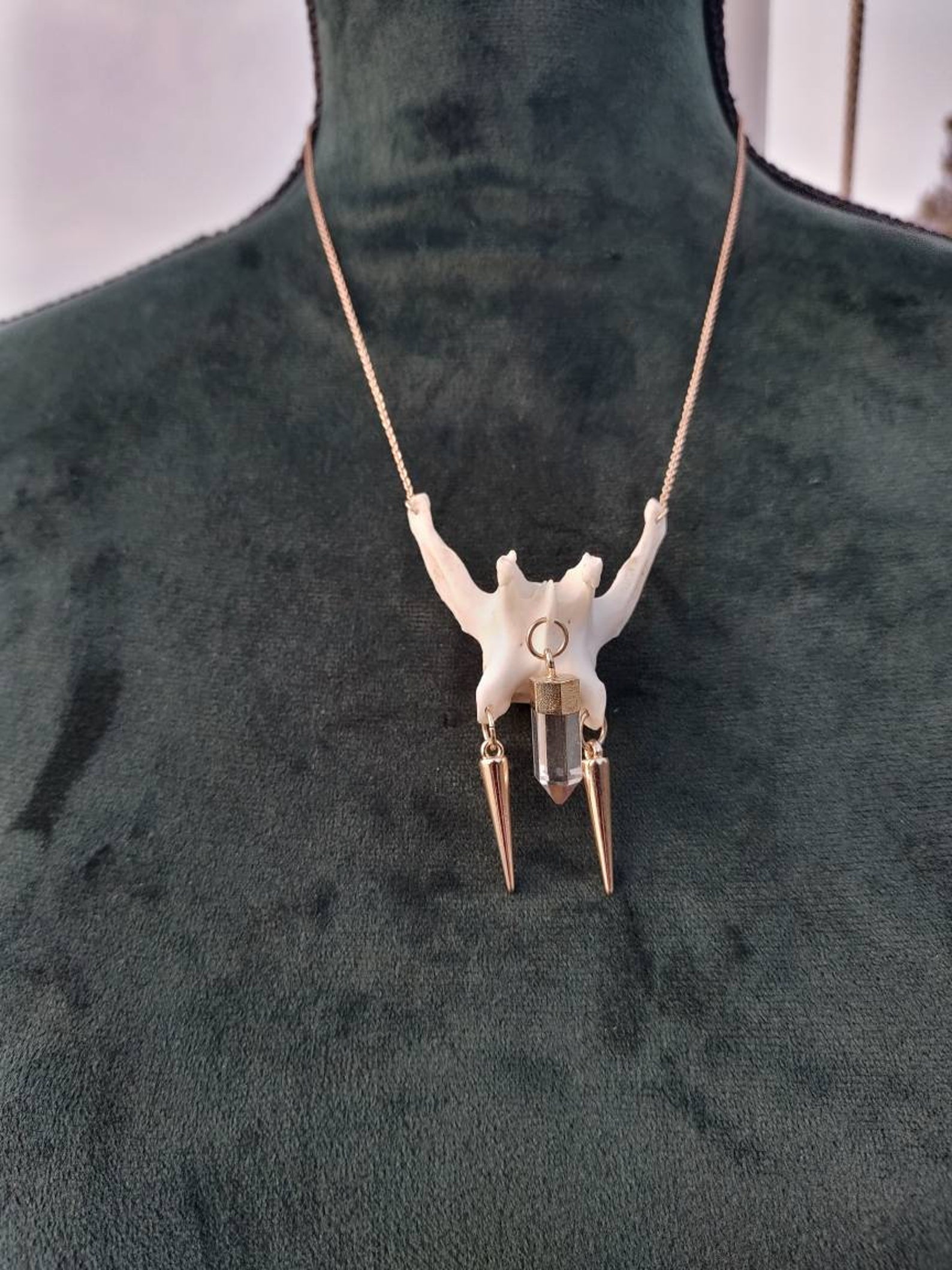Fox Vertebrae With fake Crystal and Golden Spikes. - Etsy