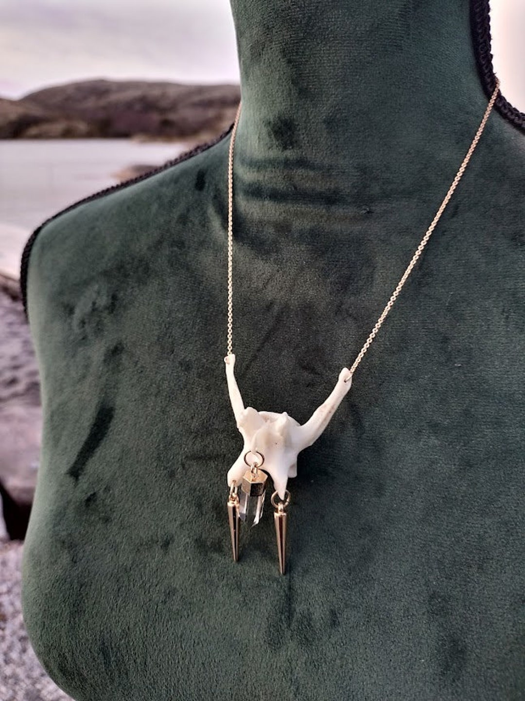 Fox Vertebrae With fake Crystal and Golden Spikes. - Etsy