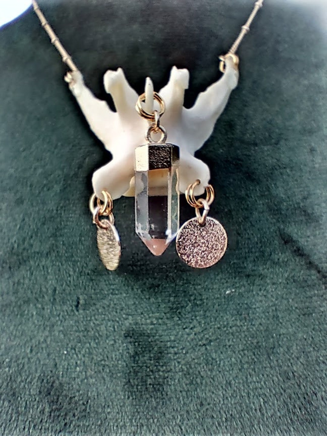 Fox Vertebrae With Golden Madalions and Crystal artificial - Etsy