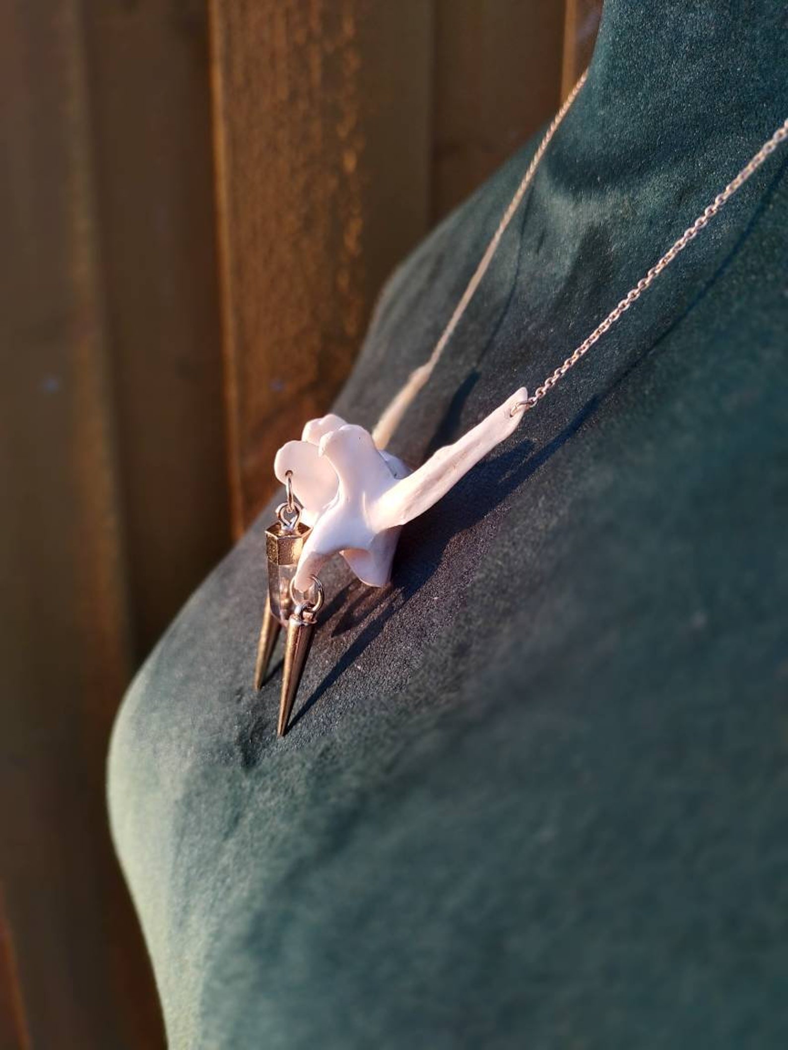 Fox Vertebrae With fake Crystal and Golden Spikes. - Etsy