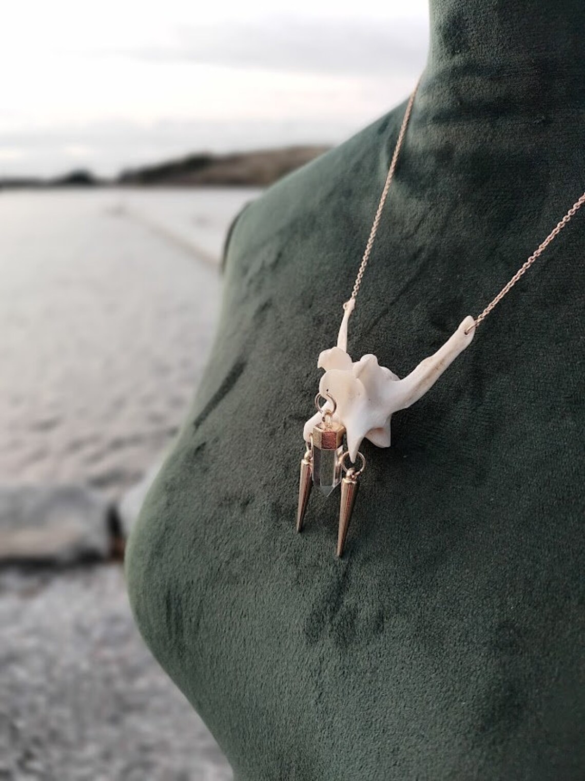 Fox Vertebrae With fake Crystal and Golden Spikes. - Etsy