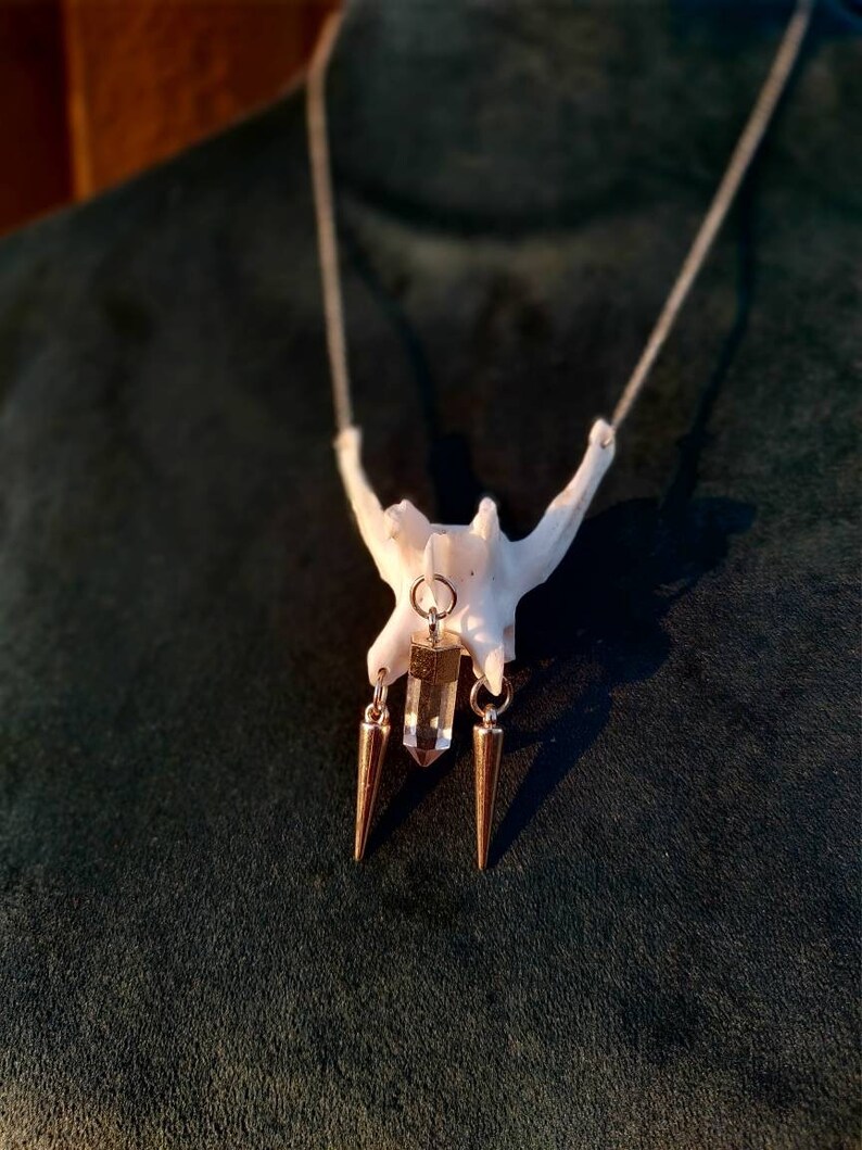 Fox Vertebrae With fake Crystal and Golden Spikes. - Etsy