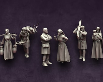 Medieval Villagers Set C Diorama, Historical 1/72, 28mm, 32mm, 1/35 ...