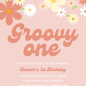 Editable Canva Groovy Birthday Party Invitation | Flower Birthday ...