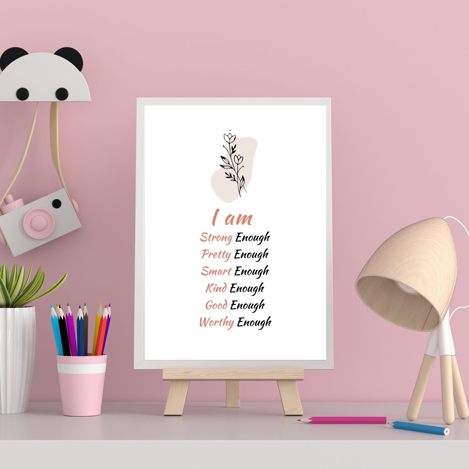A Self-love Positive Affirmation I Am Enough Wall Art | Botanical ...