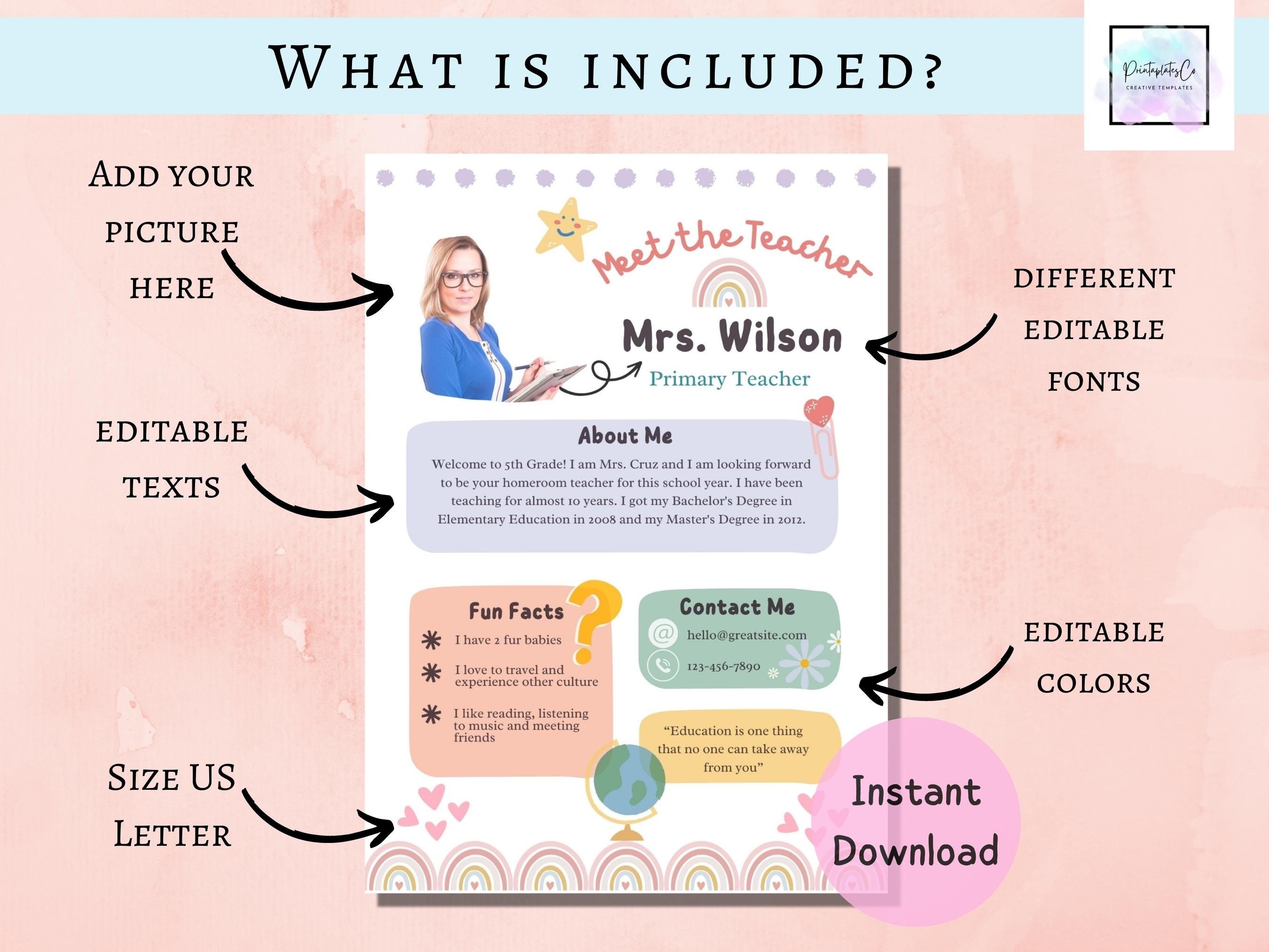 Meet the Teacher Editable Letter Boho Rainbow-themed - Etsy