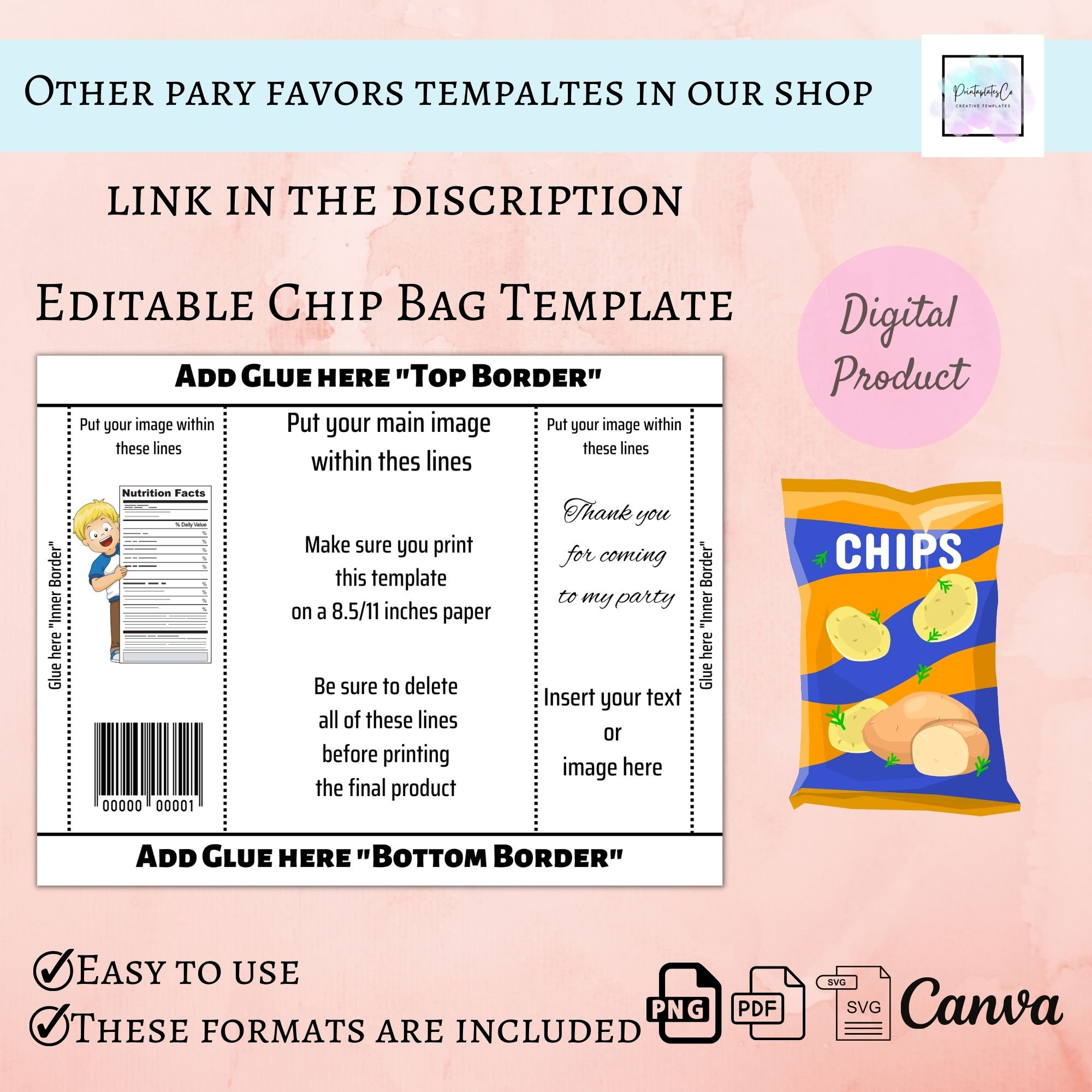 Pringles 1.3oz Wrapper, Pringles Birthday Blank Template, Body and Lib ...