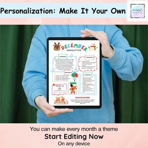 Newsletter Template, Editable Newsletter, Monthly Newsletter, School ...