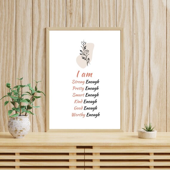 A Self-love Positive Affirmation I Am Enough Wall Art - Etsy