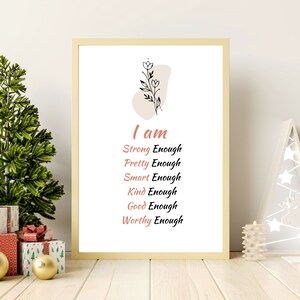 A Self-love Positive Affirmation I Am Enough Wall Art | Botanical ...