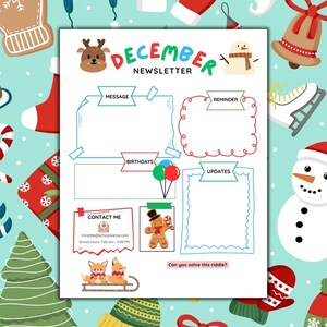 Newsletter Template, Editable Newsletter, Monthly Newsletter, School ...