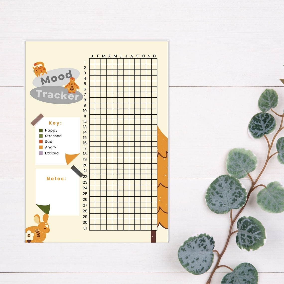 Mood Tracker Printable Template Daily Monthly Self-care - Etsy