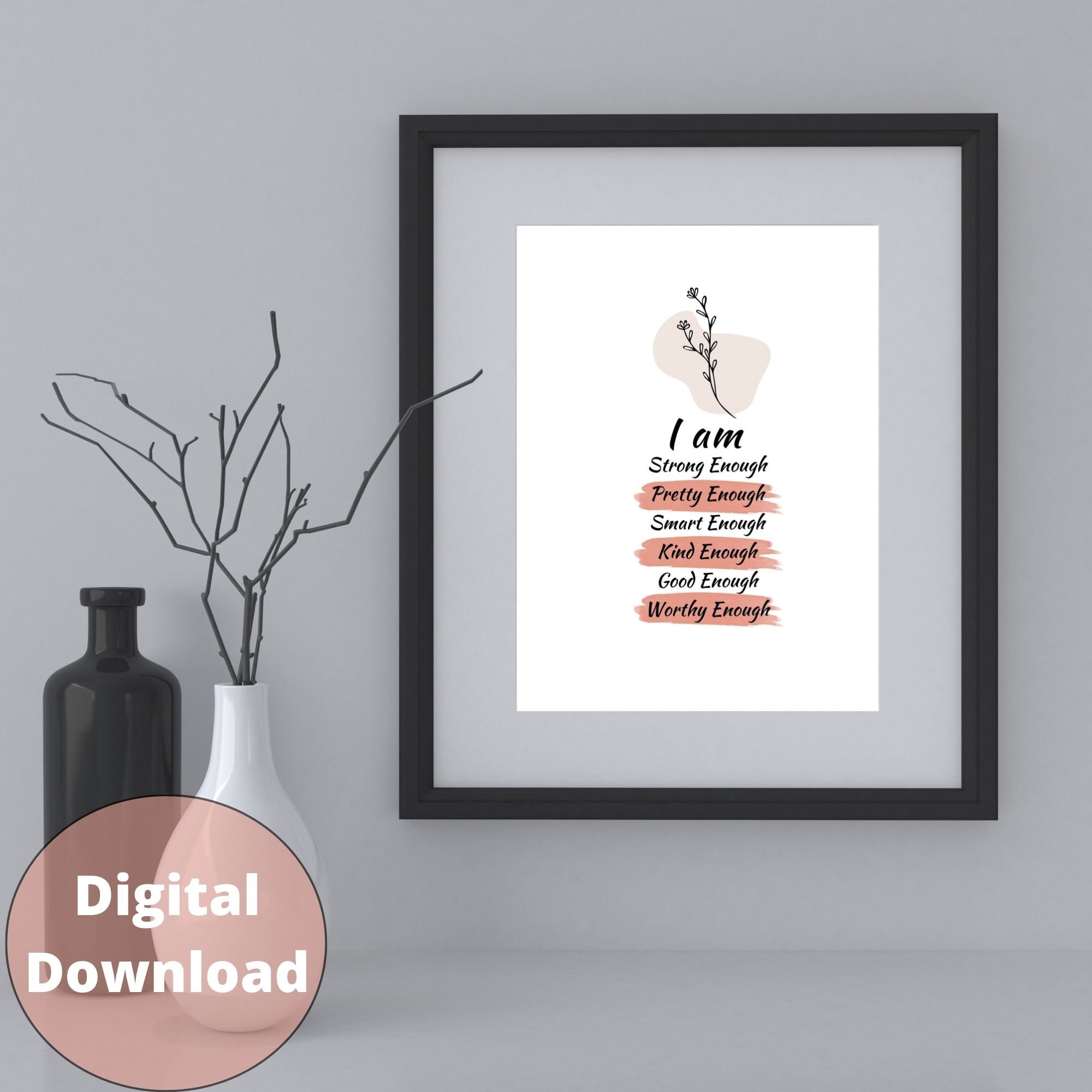 A Positive Affirmation Wall Art | Botanical Print | a Gift for Self ...