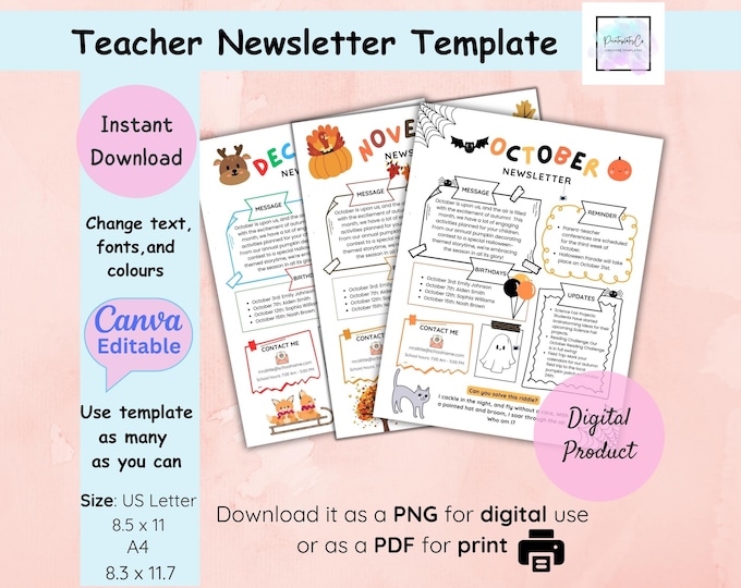 June Newsletter Template, Editable Newsletter, Monthly Newsletter ...