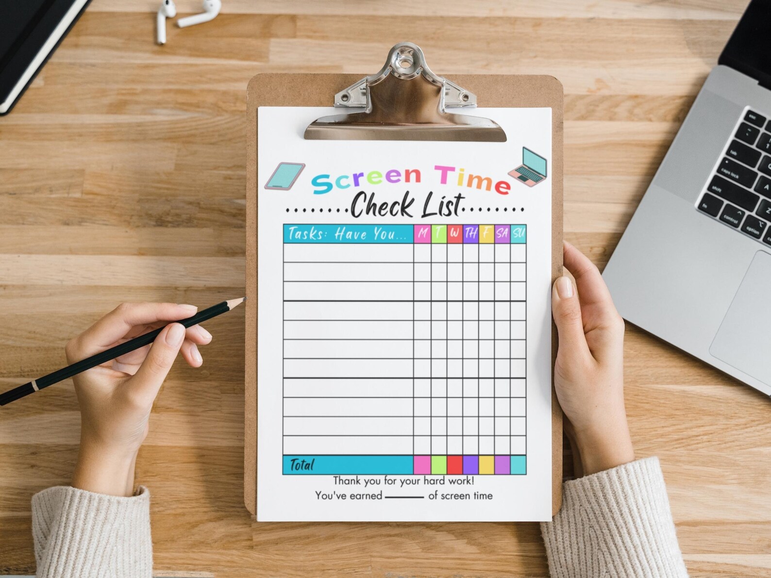 Printable Screen Time Checklist, Editable Screen Time Tracker, Daily ...