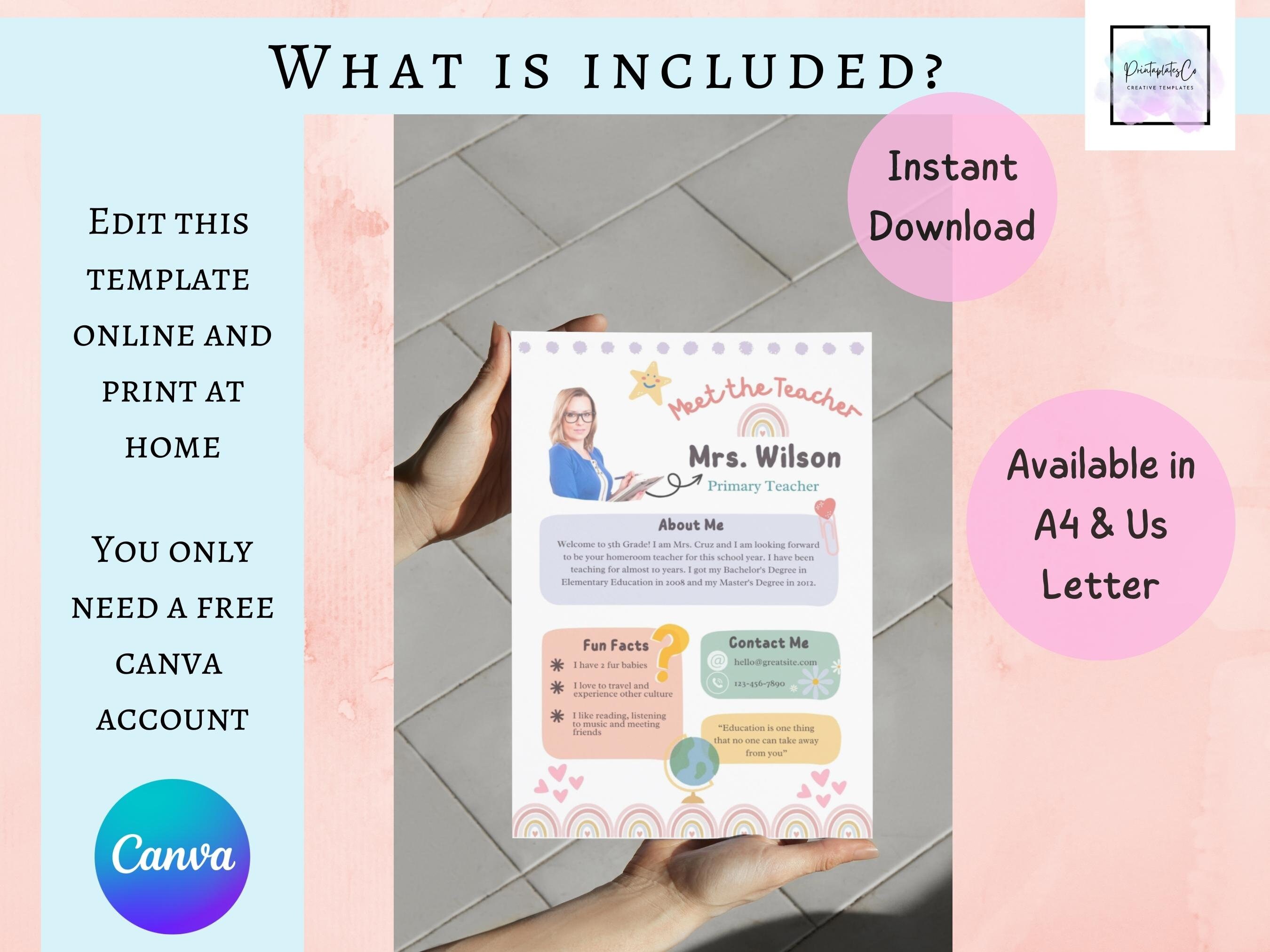 Meet the Teacher Editable Letter Boho Rainbow-themed - Etsy