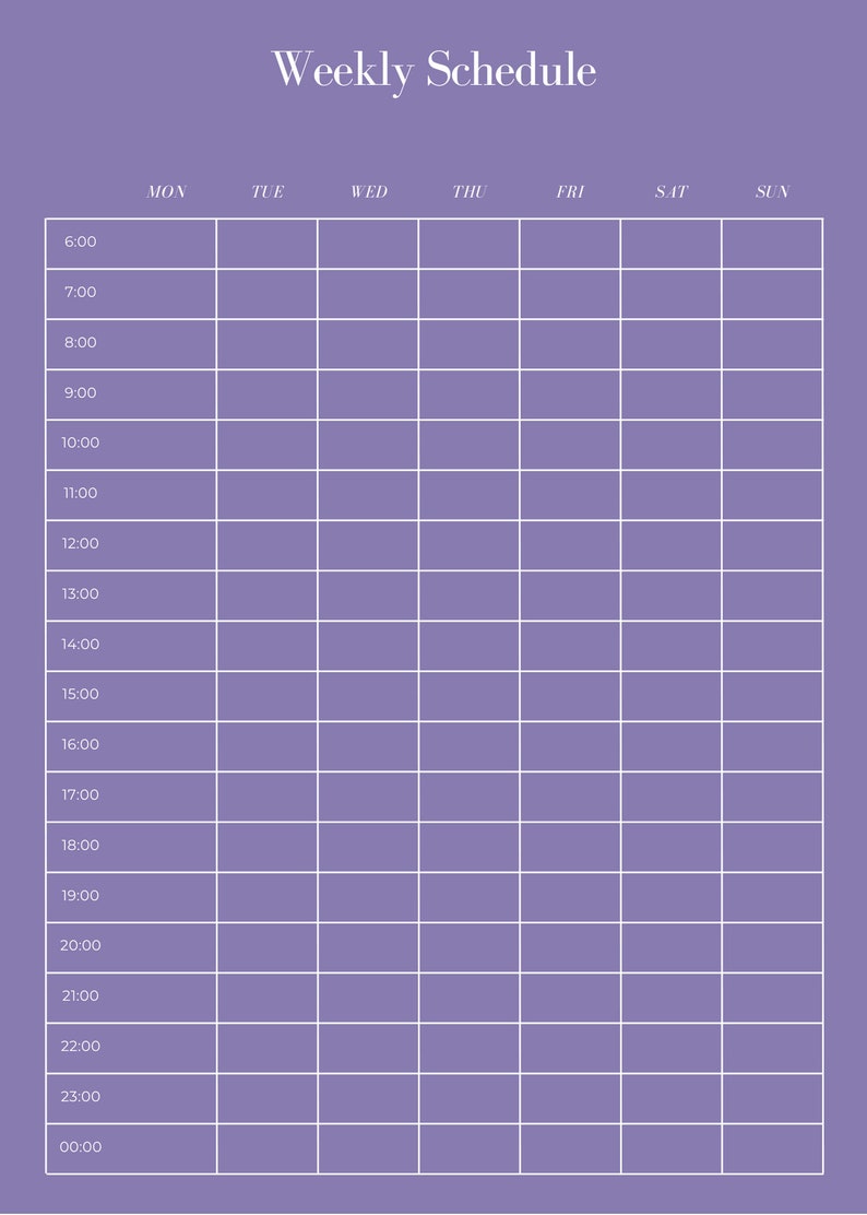 Weekly Planner Template, Schedule Template, Time Management, Daily ...