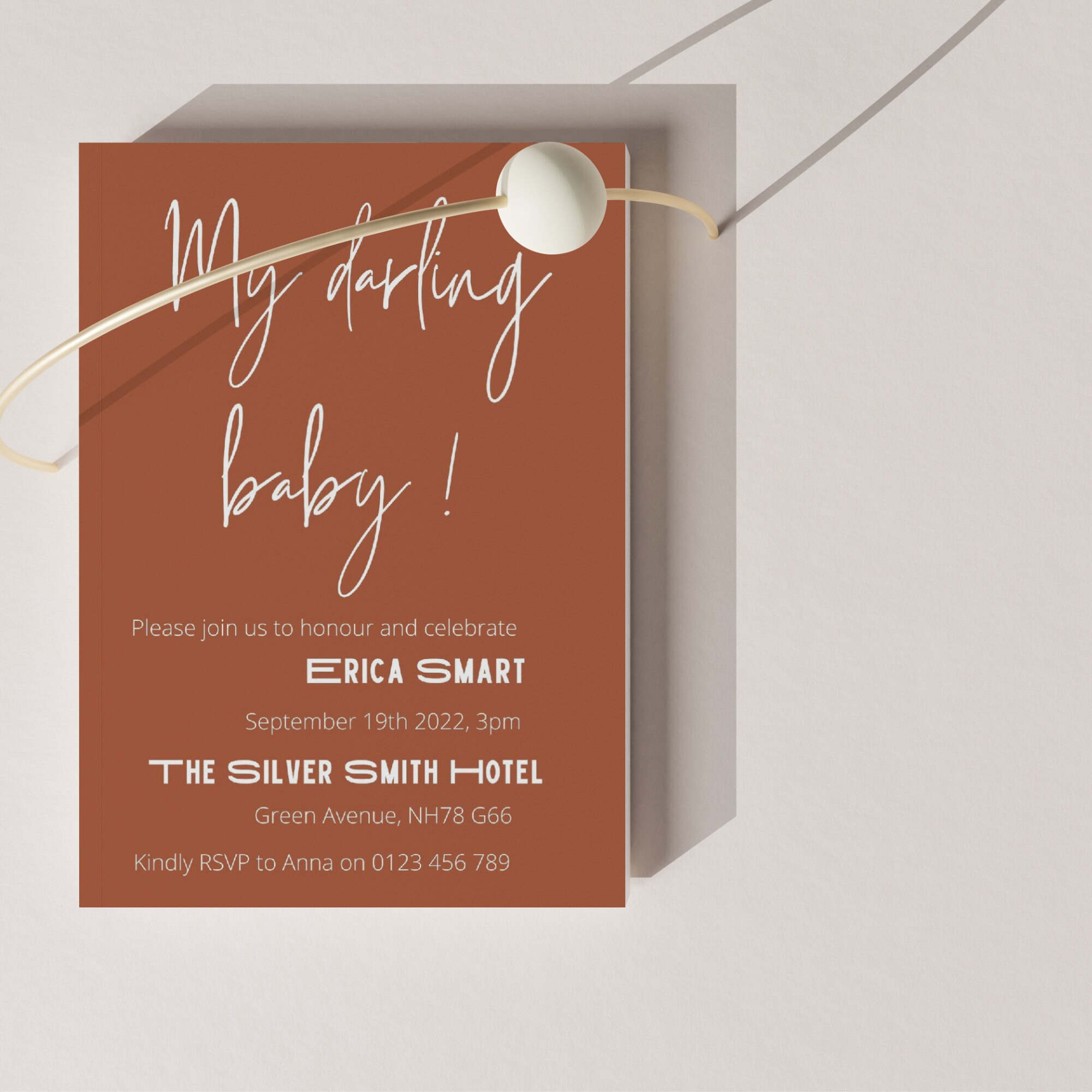Brown Minimalist Baby Shower Invitation, My Darling Baby Invite, Gender ...