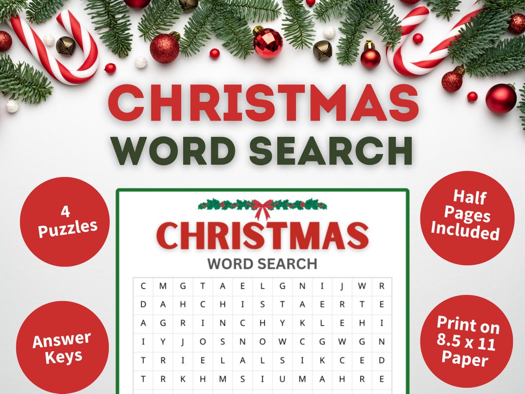 Christmas Word Search Printable Puzzle - Etsy