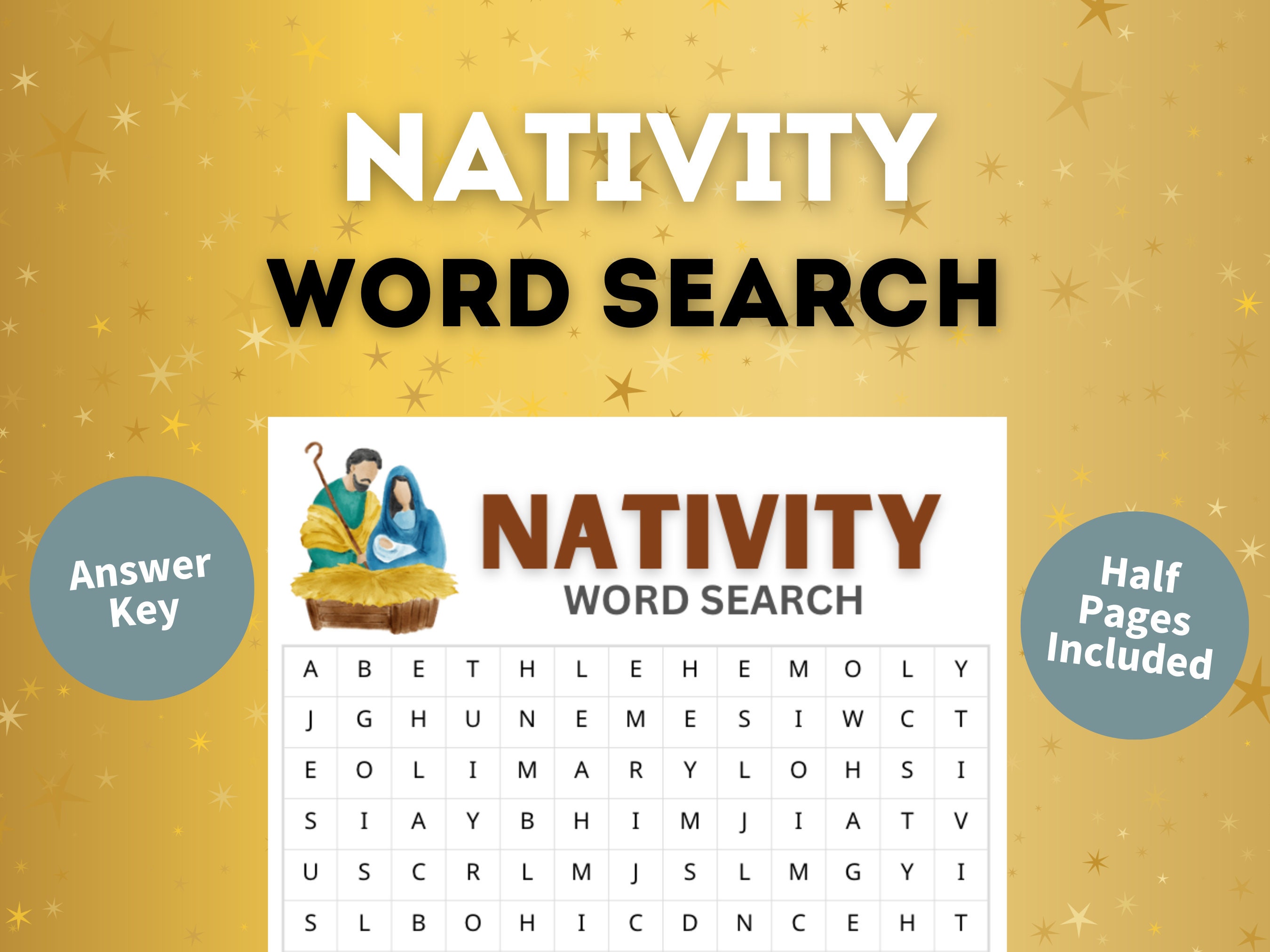 Nativity Word Search Printable Puzzle - Etsy