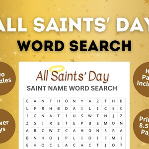All Saints' Day Word Search Printable Puzzle - Etsy