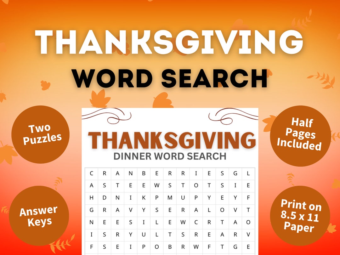 Thanksgiving Word Search Printable Puzzle - Etsy