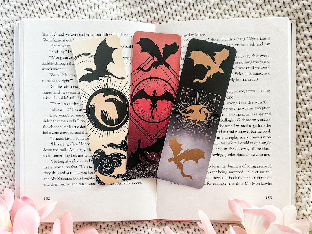 Dragon Fantasy Bookmark Set or Individual | Dragon Bookmark | Romantasy ...