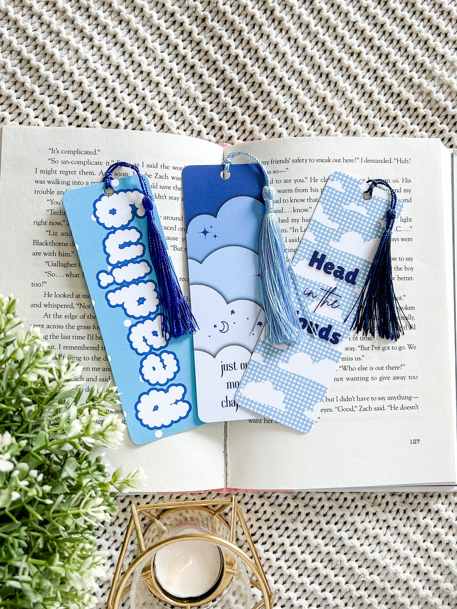 Cloud-themed Bookmarks Set or Individual | Just One More Chapter ...