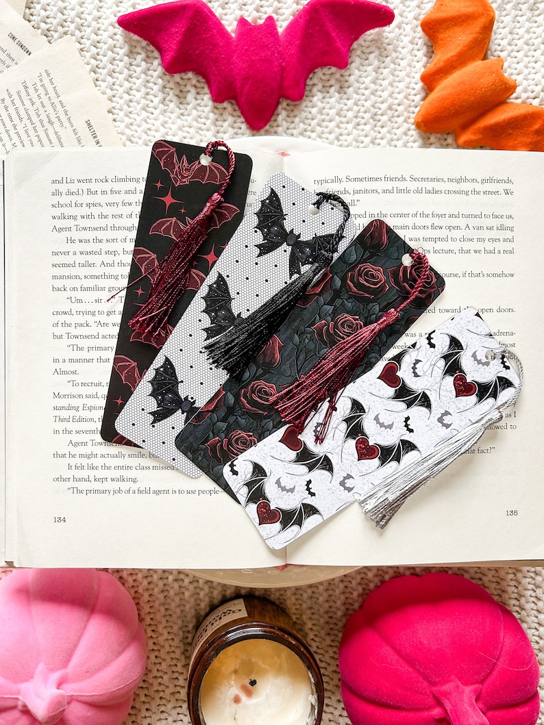 Gothic Bat Bookmark Set or Individual | Halloween Bookmark | Spooky ...