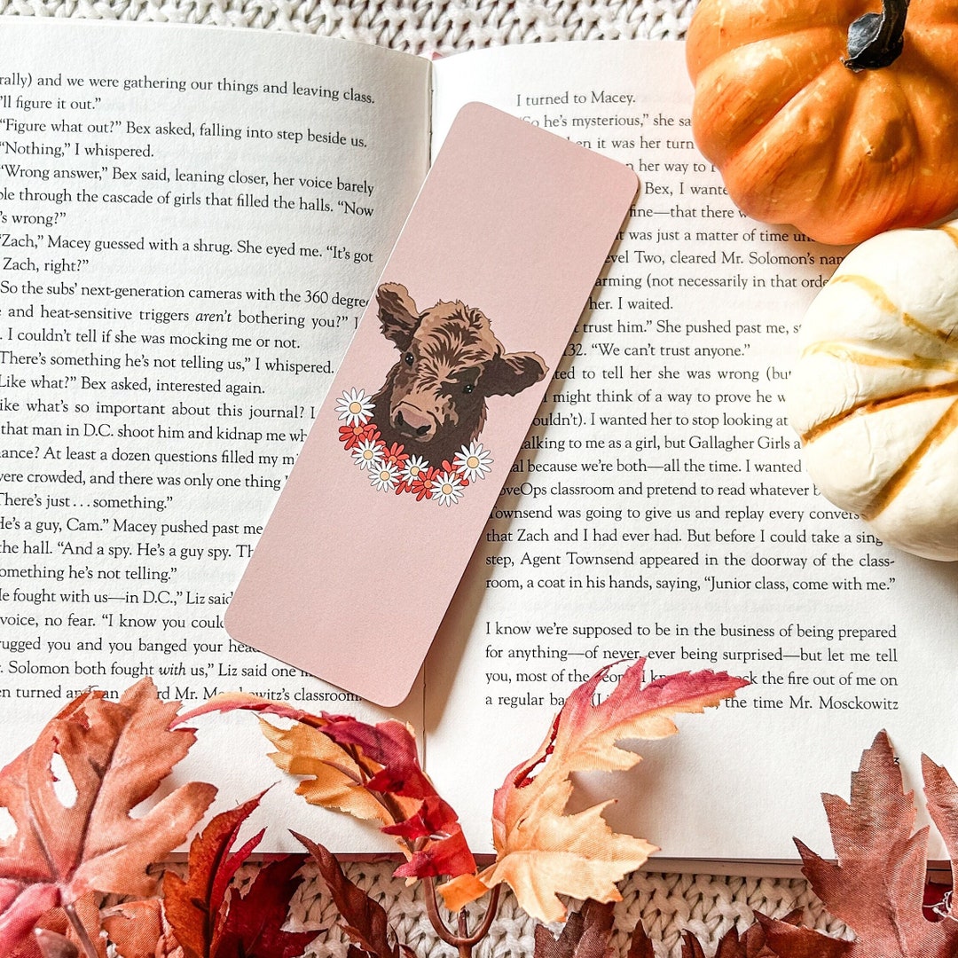 Cute Cow Fall Bookmark | Cow Bookmark | Cute Bookmark | Autumn Bookmark ...