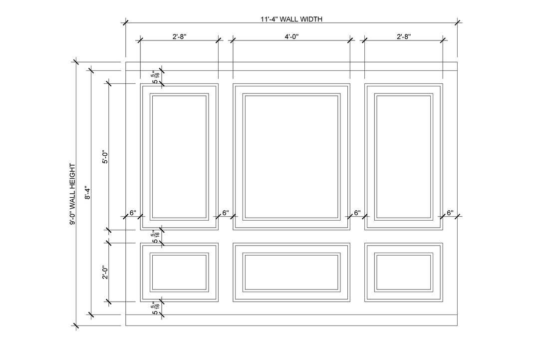 Self-adhering Wall Paneling Wainscot Kit - Pre-cut Wall Molding Kit ...