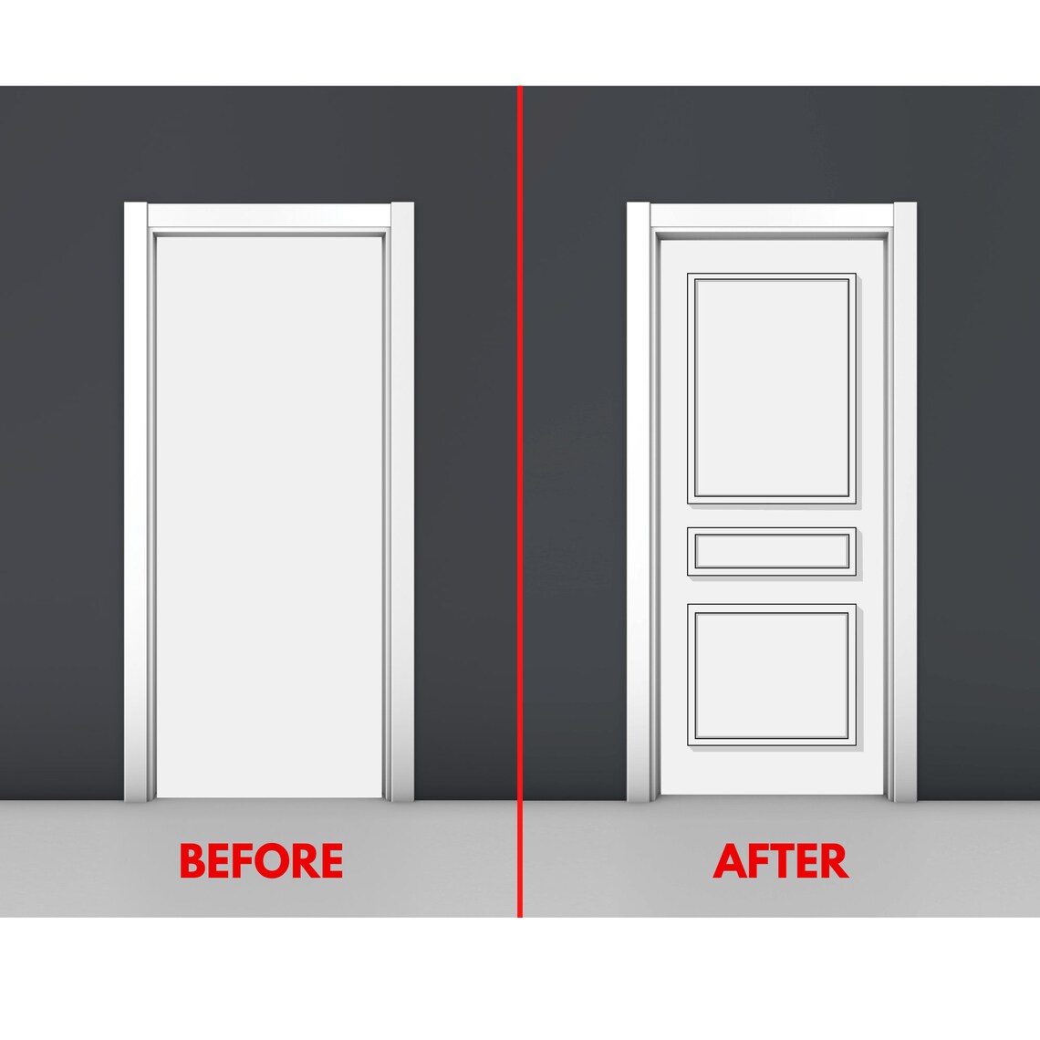 Self-adhering Door Molding Kit 3 Panel Design Pre-cut Trim - Etsy