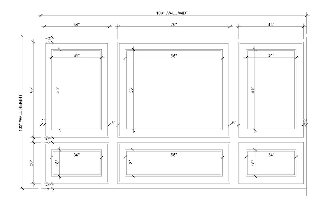 Self-adhering Wall Paneling Wainscot Kit Custom for Ksarat9 Accent Wall ...